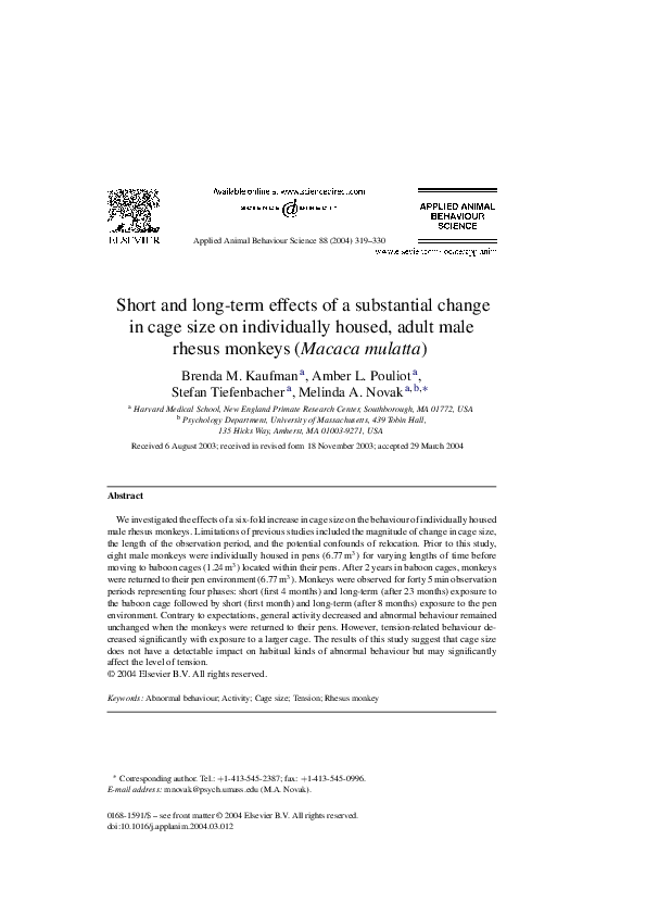 (PDF) Short and long-term effects of a substantial change in cage size ...