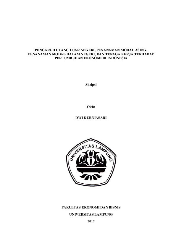 (PDF) Pengaruh Utang Luar Negeri, Penanaman Modal Asing, Penanaman Modal Dalam Negeri Dan Tenaga ...