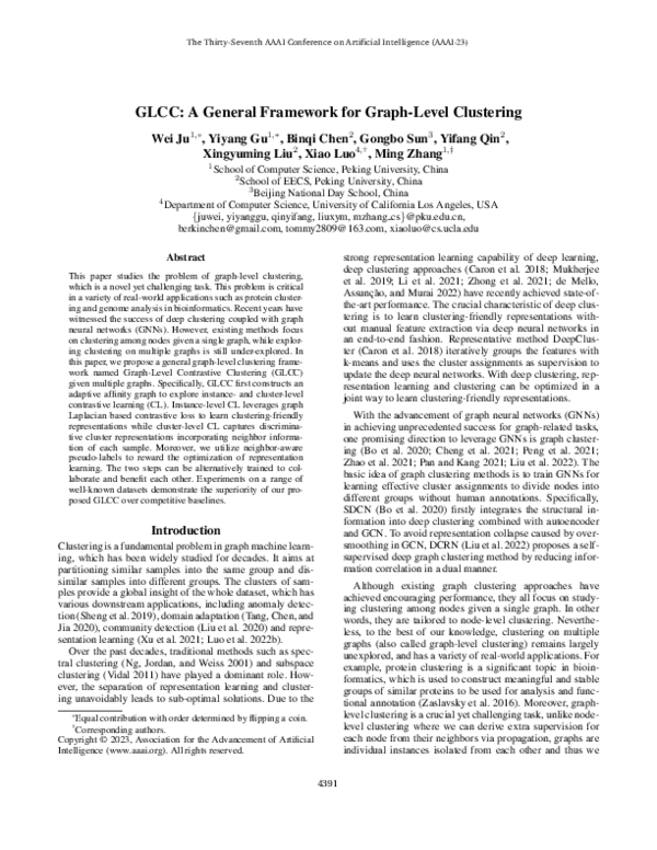 Pdf Glcc A General Framework For Graph Level Clustering
