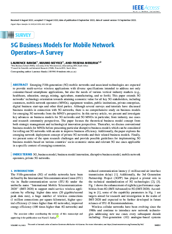 (PDF) 5G Business Models for Mobile Network Operators—A Survey