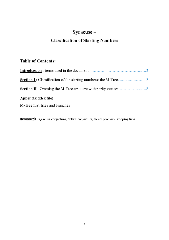 Pdf The Collatz Conjecture Classifying Starting Numbers