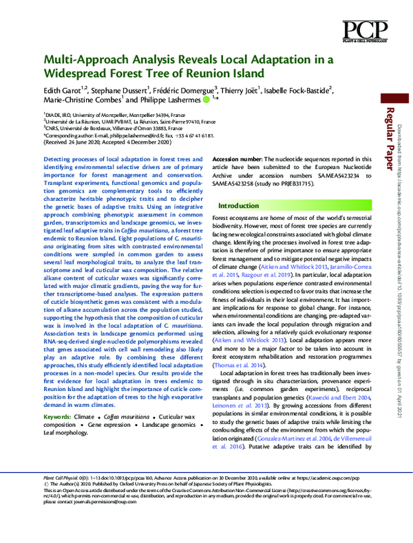 (PDF) Multi-Approach Analysis Reveals Local Adaptation in a Widespread ...
