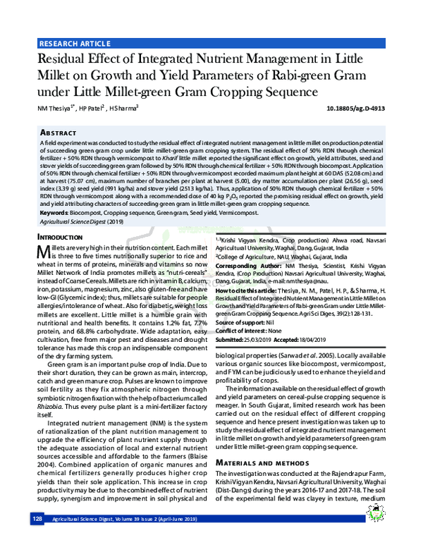 (PDF) Residual effects of organic manure and micro nutrients on growth ...