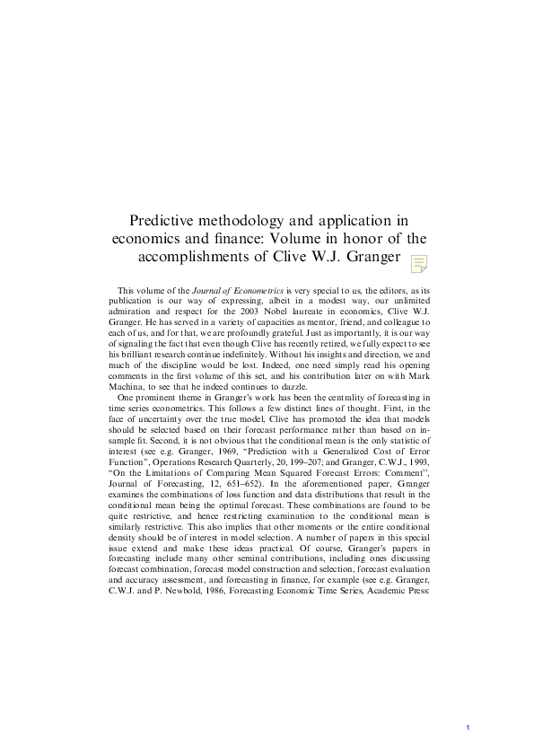 (PDF) Predictive methodology and application in economics and finance ...