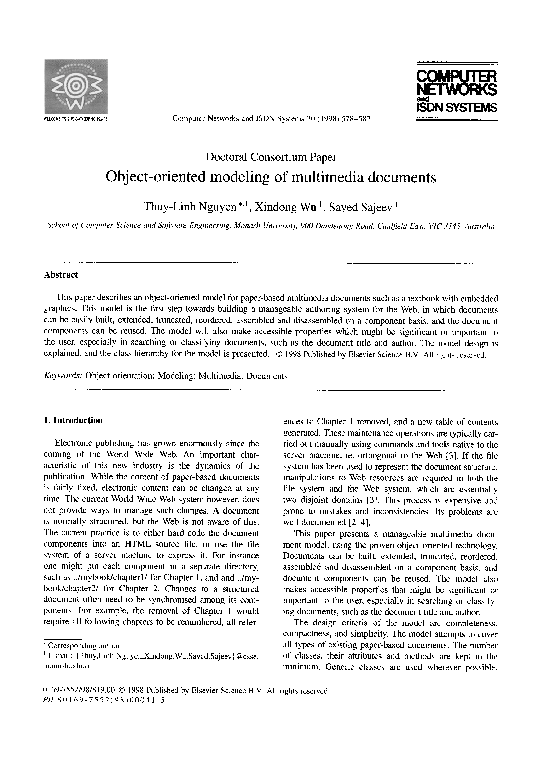 (PDF) Object-Oriented Model for Multimedia Document Management