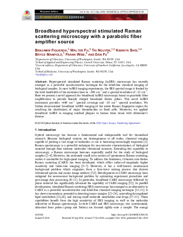 (PDF) Broadband hyperspectral stimulated Raman scattering microscopy ...