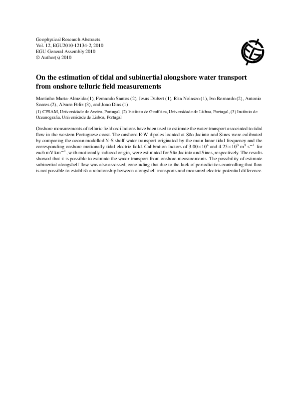 (PDF) On the estimation of tidal and subinertial alongshore water ...