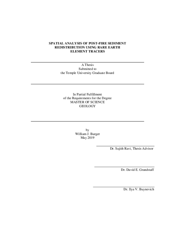 (PDF) Spatial Analysis of Post-Fire Sediment Redistribution Using Rare Earth Element Tracers