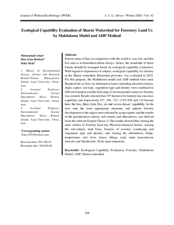 (PDF) Ecological Capability Evaluation of Sharui Watershed for ...
