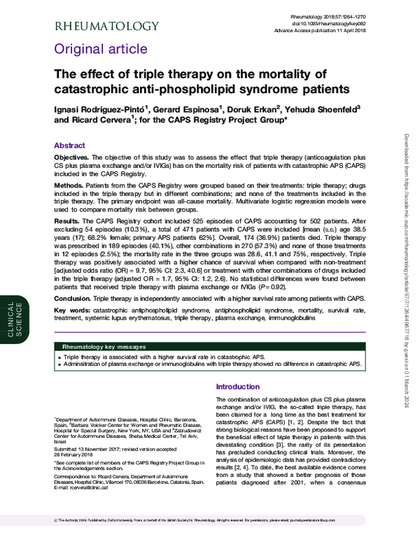 (PDF) The effect of triple therapy on the mortality of catastrophic ...