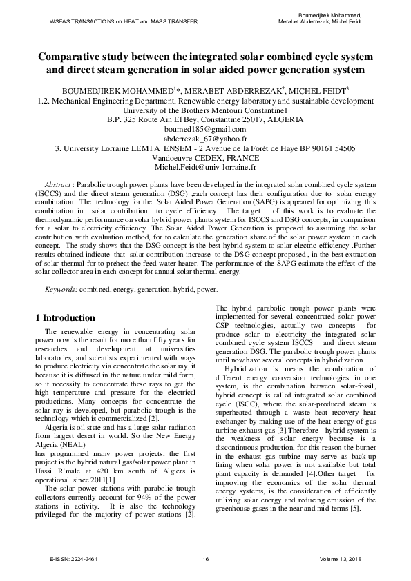 (PDF) Comparative Study Between the Integrated Solar Combined Cycle ...