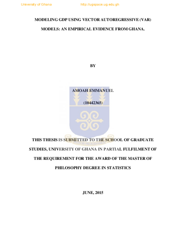 Pdf Modeling Gdp Using Vector Autoregressive Var Models An