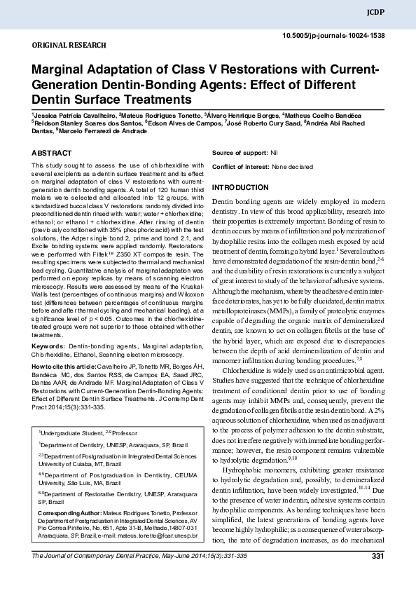 (PDF) Marginal Adaptation of Class V Restorations with Current ...