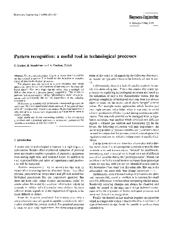 (PDF) Pattern recognition: a useful tool in technological processes