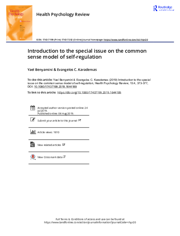 (PDF) Introduction to the special issue on the common sense model of ...