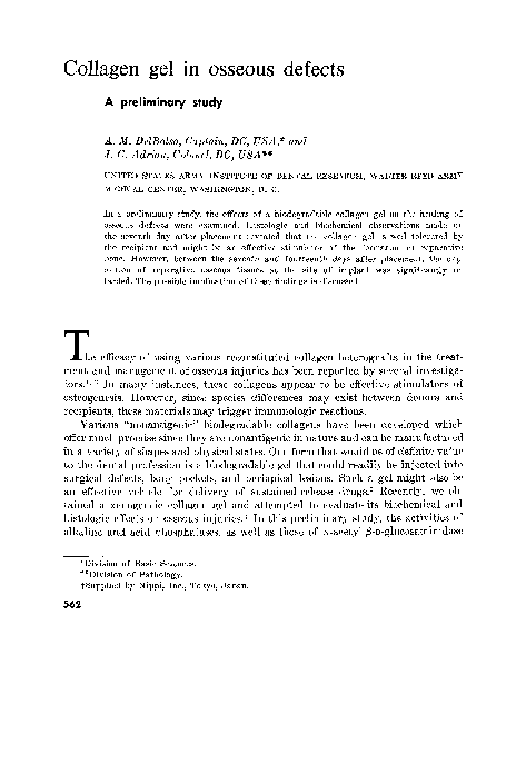 (PDF) Collagen gel in osseous defects