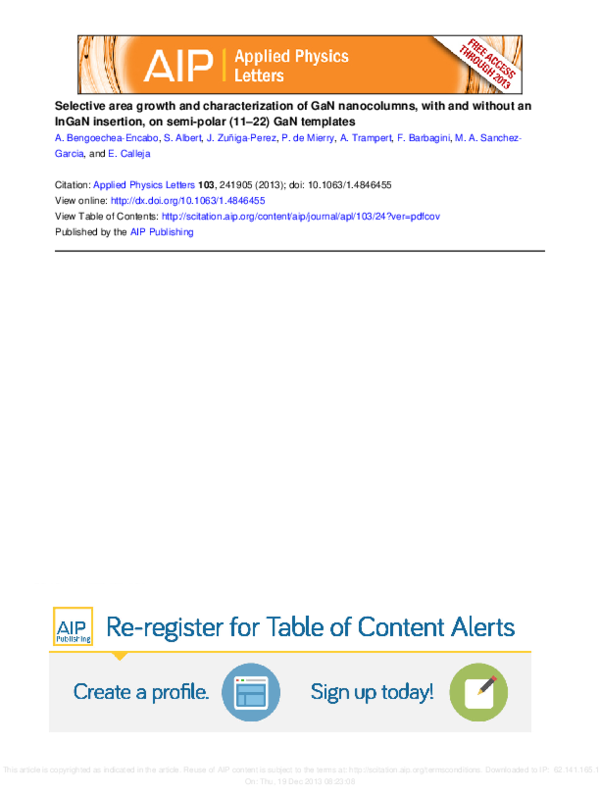 (PDF) Selective area growth and characterization of GaN nanocolumns ...