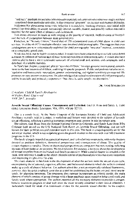 Pdf Juvenile Sexual Offending Causes Consequences And Correction 2142