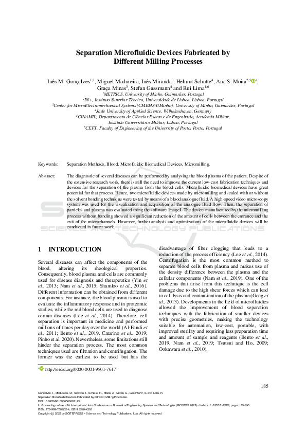(PDF) Separation Microfluidic Devices Fabricated by Different Milling Processes | Ana Moita ...