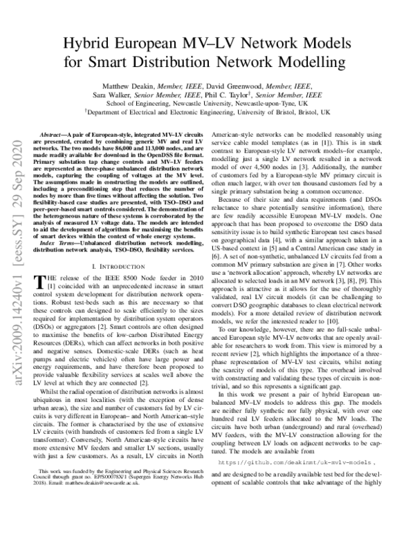 (PDF) Hybrid European MV–LV Network Models for Smart Distribution ...