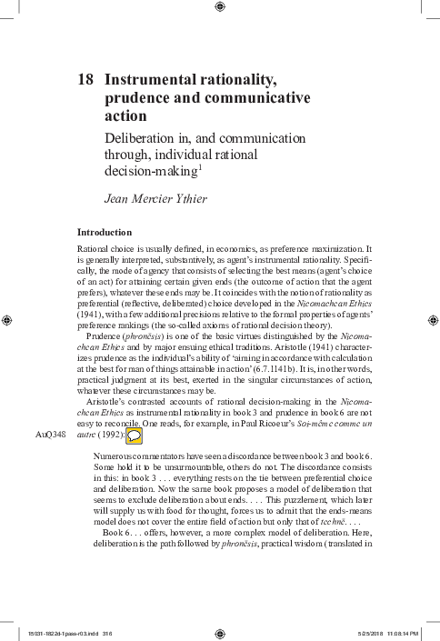 (PDF) Instrumental rationality, prudence and communicative action