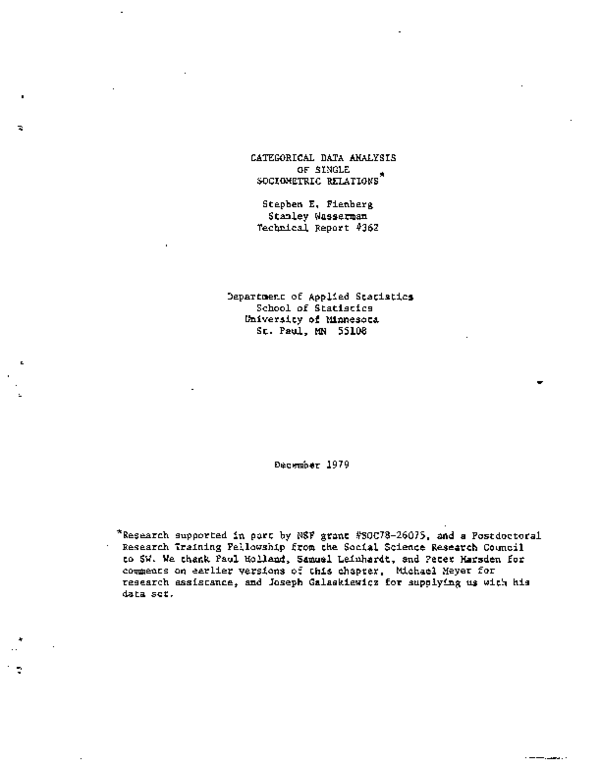Pdf Categorical Data Analysis Of Single Sociometric Relations 0464