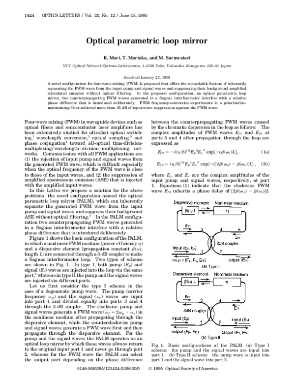 (PDF) Optical parametric loop mirror