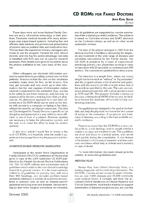 (PDF) CD ROMs for family doctors