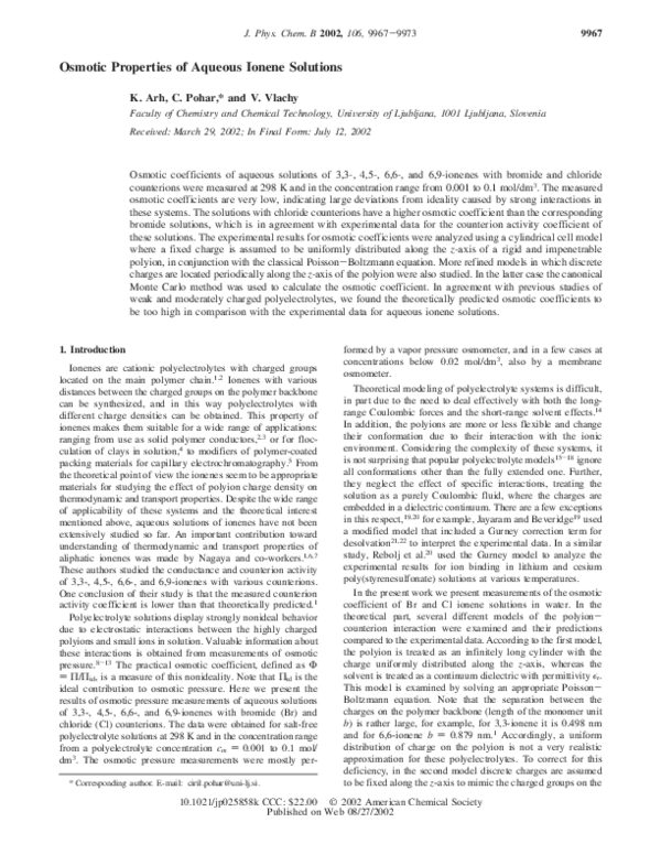 (PDF) Osmotic Properties of Aqueous Ionene Solutions