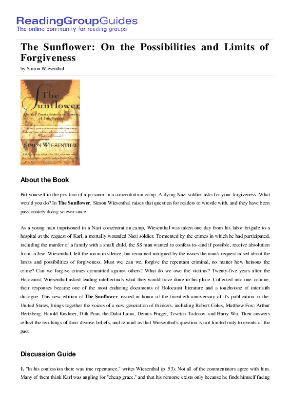(PDF) The Sunflower: On the Possibilities and Limits of Forgiveness