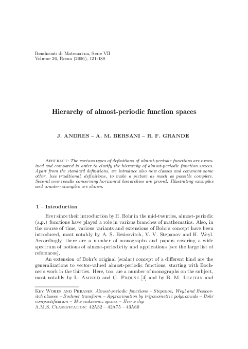 (PDF) Hierarchy of almost-periodic function spaces