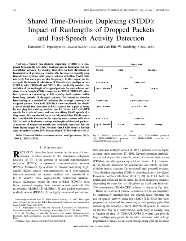 (PDF) Shared time-division duplexing (STDD): impact of runlengths of dropped packets and fast ...