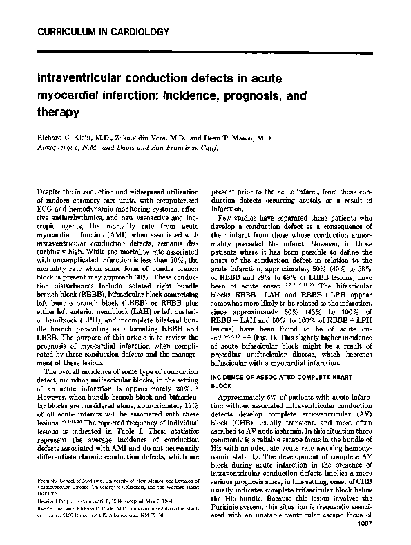(PDF) Intraventricular conduction defects in acute myocardial ...