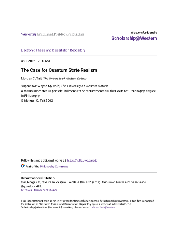 (PDF) The Case for Quantum State Realism