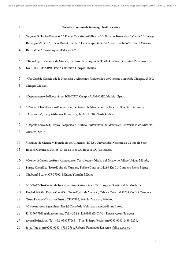 (PDF) Phenolic compounds in mango fruit: a review
