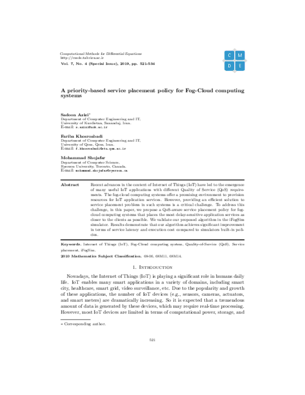 (PDF) A priority-based service placement policy for Fog-Cloud computing systems