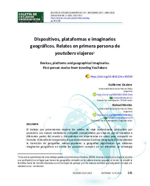 (PDF) Dispositivos, plataformas e imaginarios geográficos. Relatos en ...