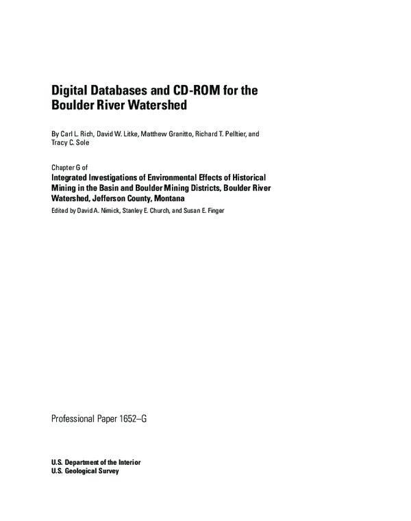 (PDF) Digital databases and CD-ROM for the Boulder River watershed