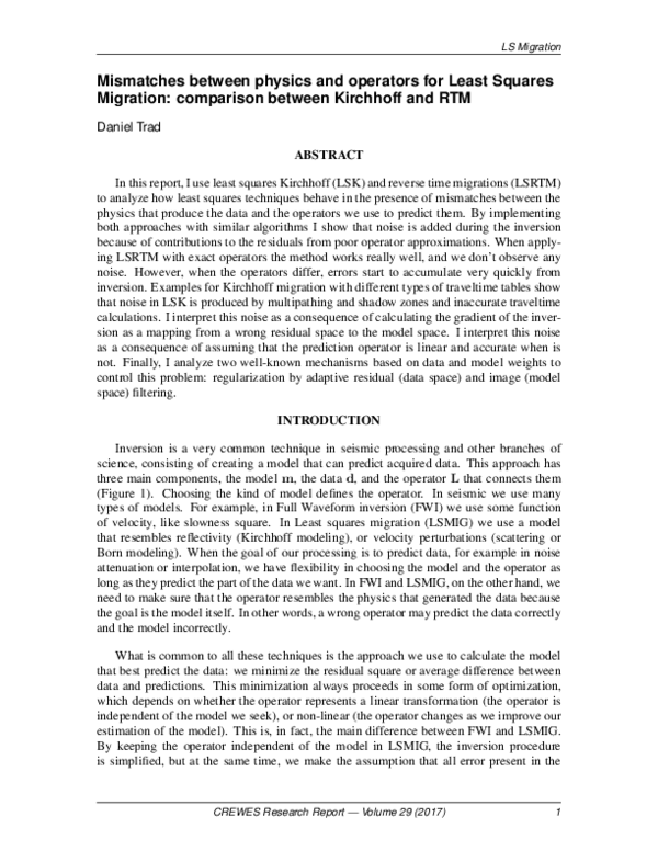 (PDF) Mismatches between physics and operators for Least Squares ...