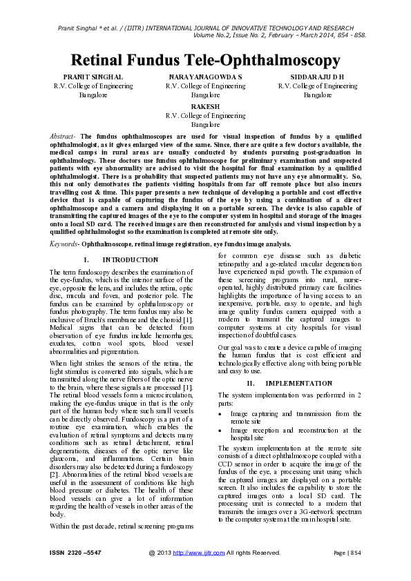 (PDF) Retinal Fundus Tele-Ophthalmoscopy
