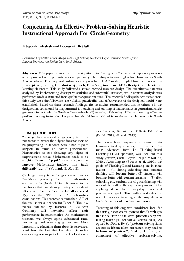 (PDF) Conjecturing An Effective Problem-Solving Heuristic Instructional ...