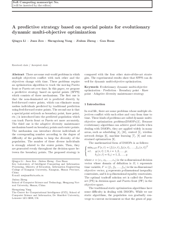 (PDF) A predictive strategy based on special points for evolutionary dynamic multi-objective ...