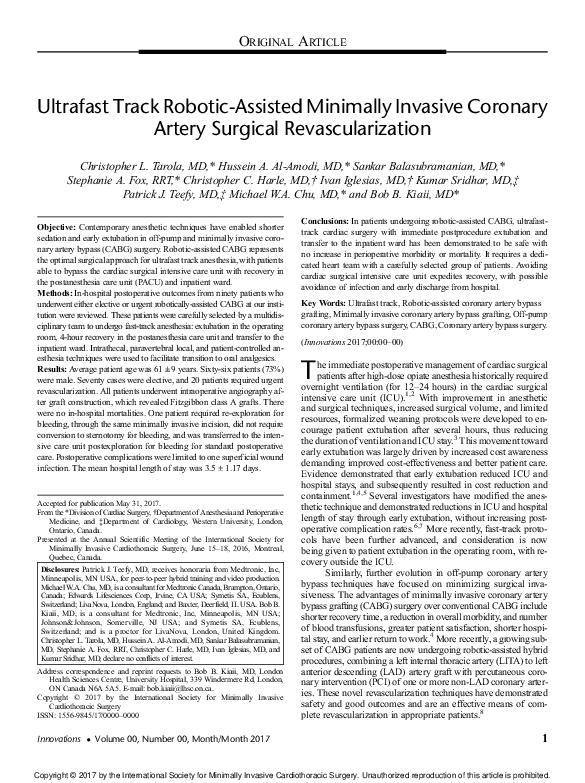 (PDF) Ultrafast Track Robotic-Assisted Minimally Invasive Coronary ...
