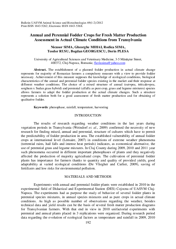 (PDF) Annual and Perennial Fodder Crops for Fresh Matter Production ...