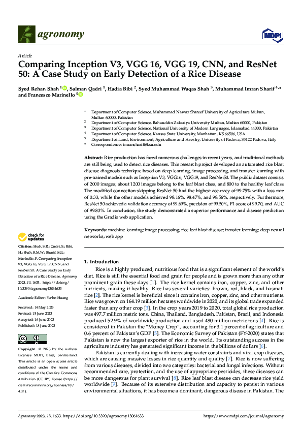 (PDF) Comparing Inception V3, VGG 16, VGG 19, CNN, and ResNet 50: A ...