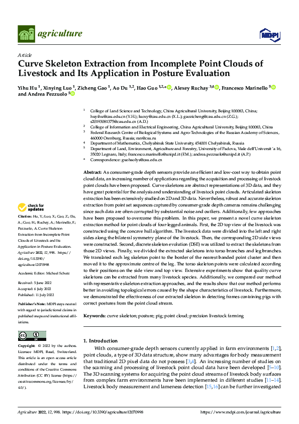 (PDF) Curve Skeleton Extraction from Incomplete Point Clouds of Livestock and Its Application in ...