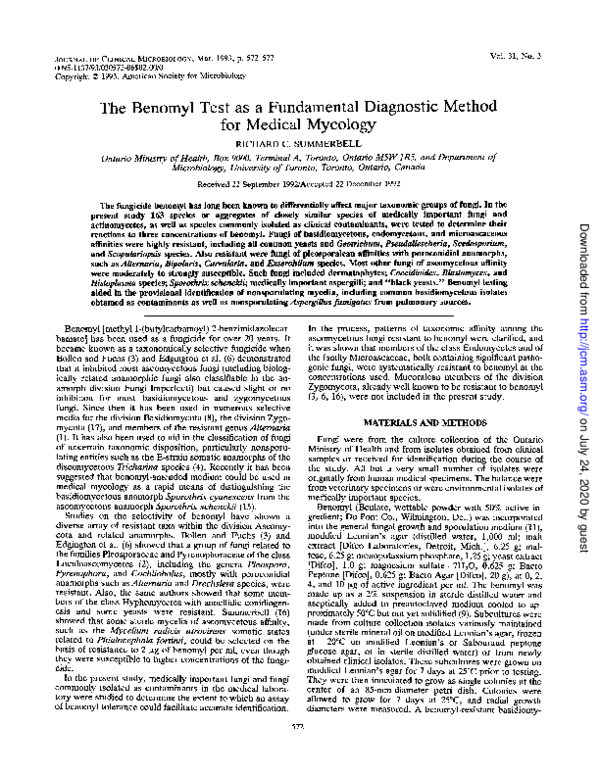 (PDF) The benomyl test as a fundamental diagnostic method for medical ...