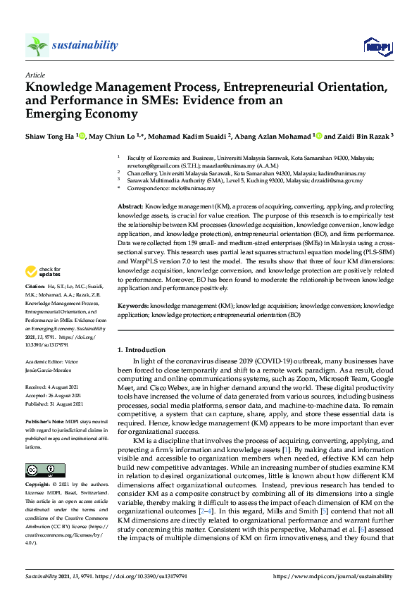 (PDF) Knowledge Management Process, Entrepreneurial Orientation, and ...