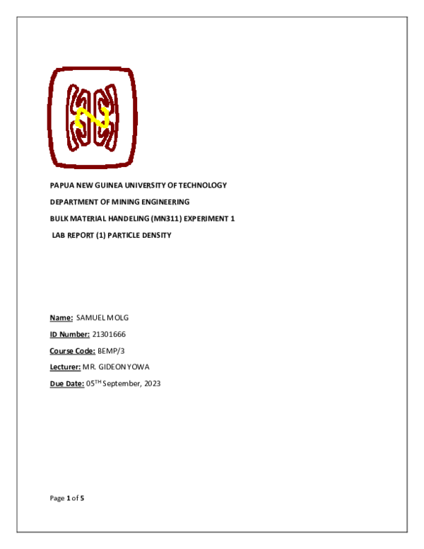 (PDF) LAB 1 PARTICLE DENSITY