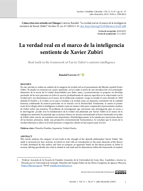 (PDF) La verdad real en el marco de la inteligencia sentiente de Xavier ...